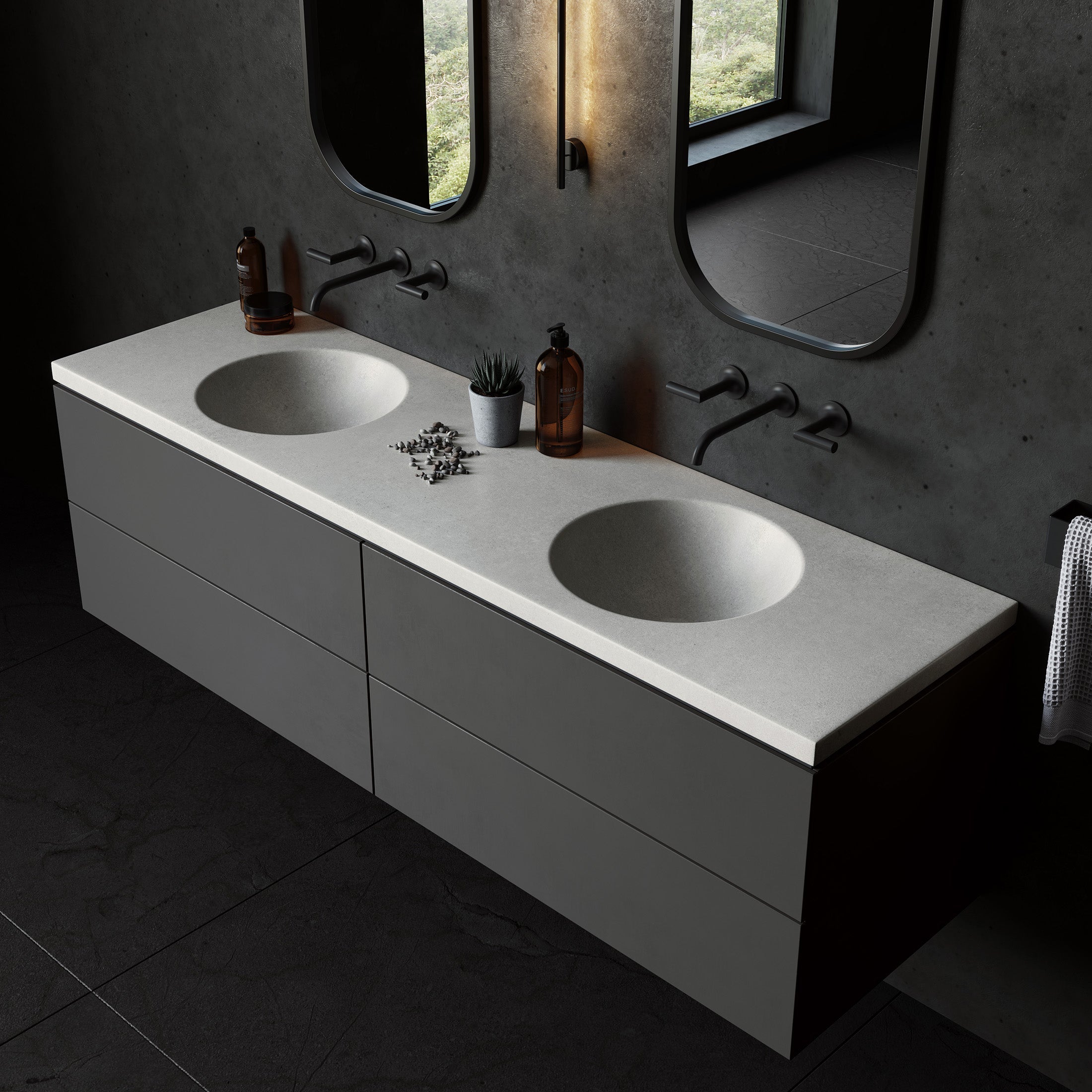 Double Concrete Sink Vanities | Wall-Mounted & Freestanding Designs ...
